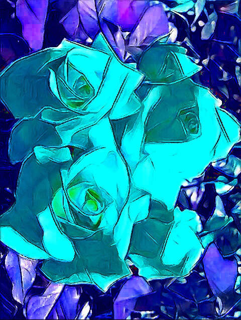 Moonlighting - Blue Roses Stained Glass